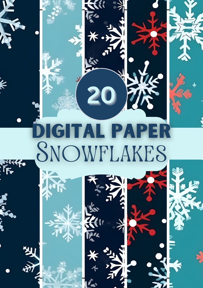 Snowflakes Seamless Digital Paper Winter Patterns Christmas Ice Paper ...