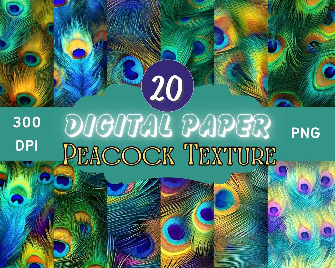 Colorful Peacock Digital Papers COMMERICAL USE Seamless Digital Paper ...