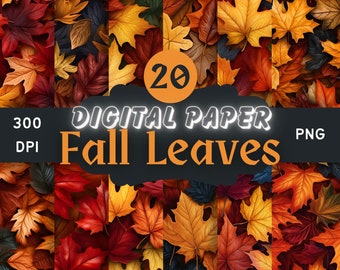 Fall Leaves Seamless Digital Paper Patterns COMMERCIAL USE Instant ...