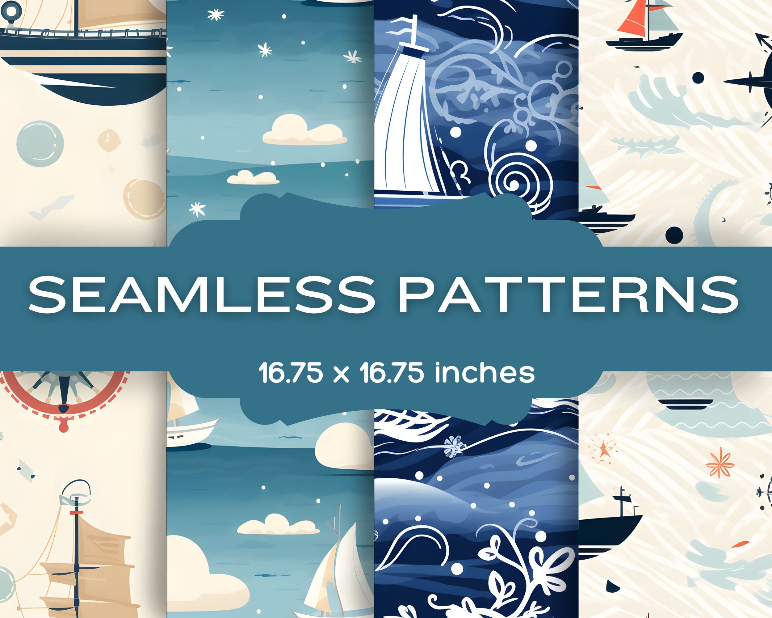 Nautical Seamless Digital Paper Patterns COMMERCIAL USE Instant ...