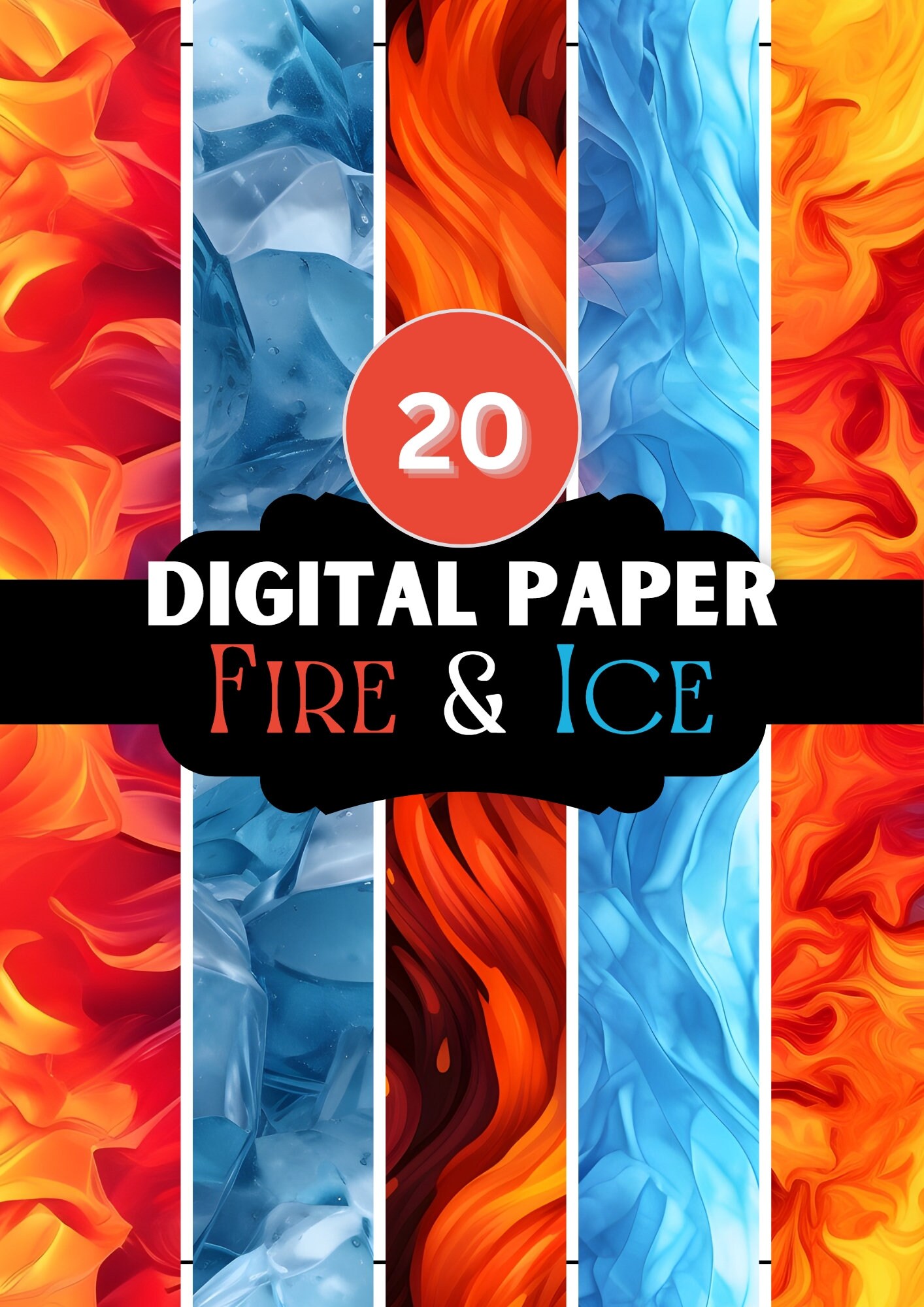 Fire and Ice Seamless Digital Paper COMMERCIAL USE Scrapbook Paper ...