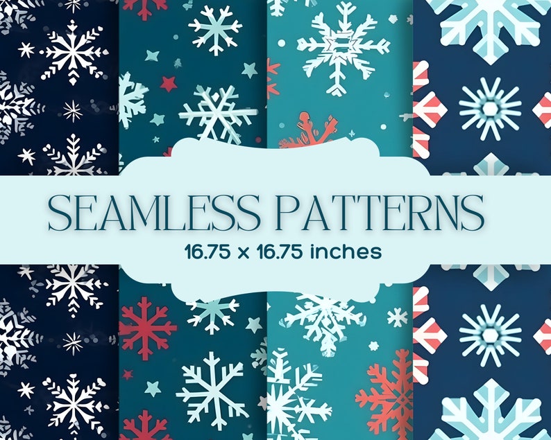 Snowflakes Seamless Digital Paper Winter Patterns Christmas Ice Paper ...