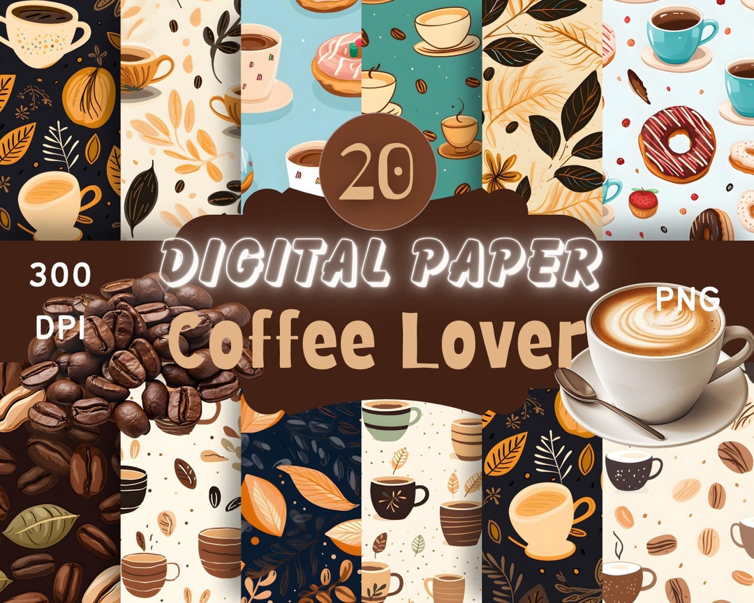 Coffee Lover Digital Papers COMMERICAL USE Instant Download Scrapbook ...