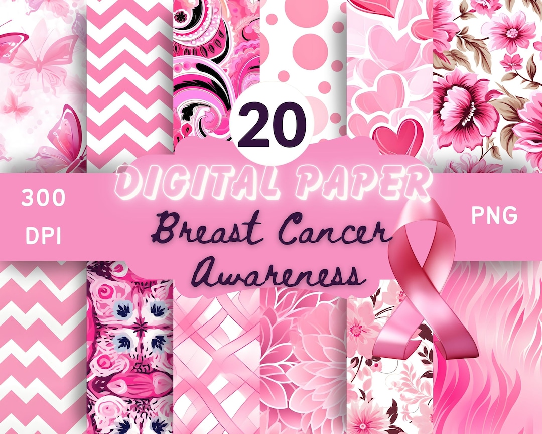 Breast Cancer Awareness Seamless Digital Paper Patterns COMMERCIAL USE ...