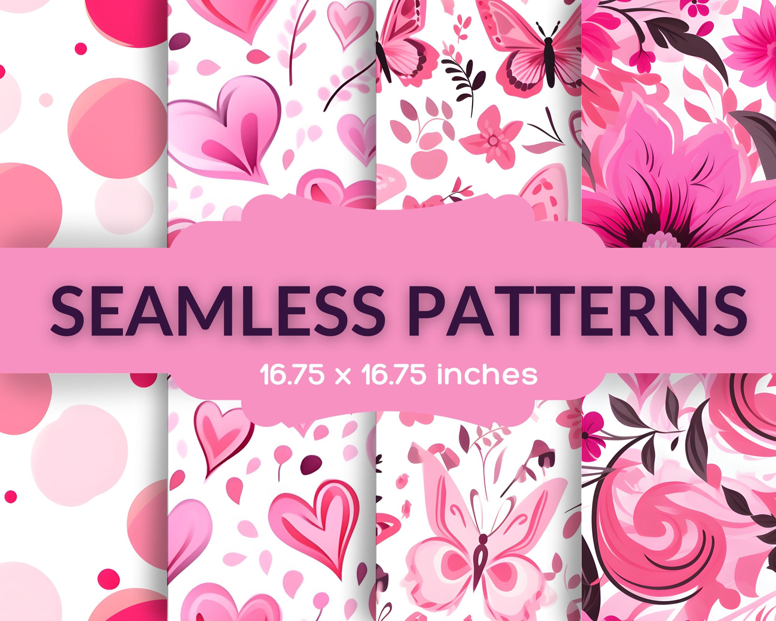 Breast Cancer Awareness Seamless Digital Paper Patterns COMMERCIAL USE ...