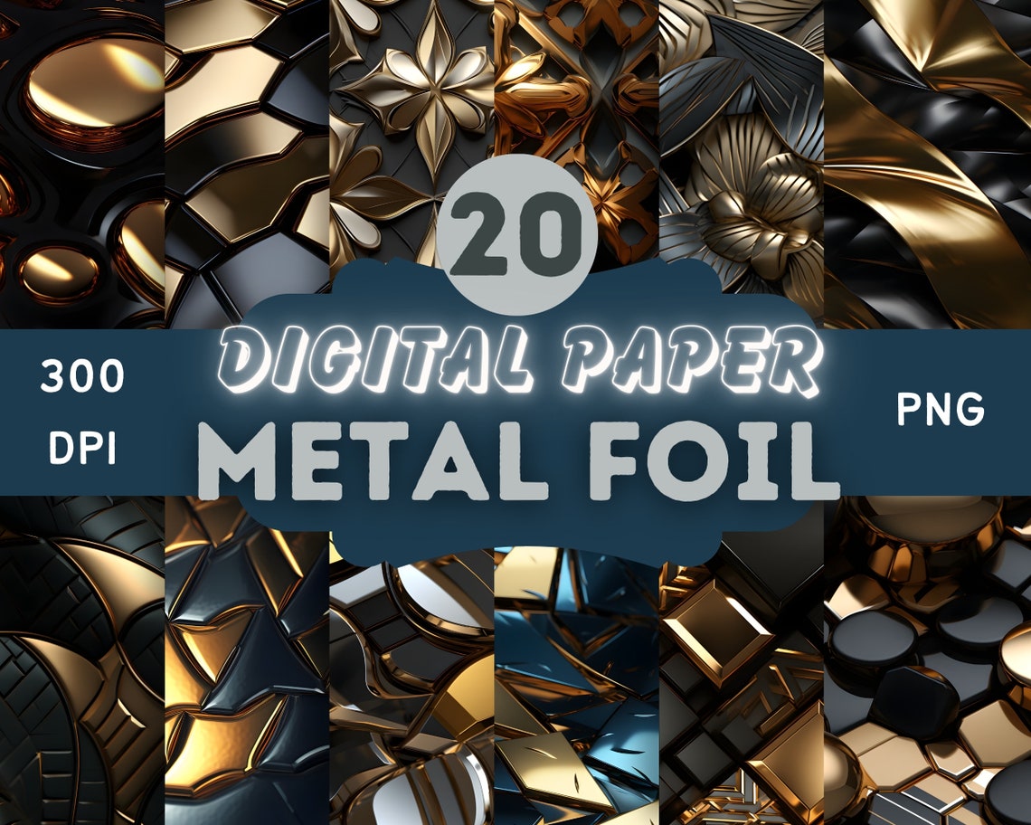 Metal Foil Seamless Digital Paper Patterns COMMERCIAL USE Instant ...