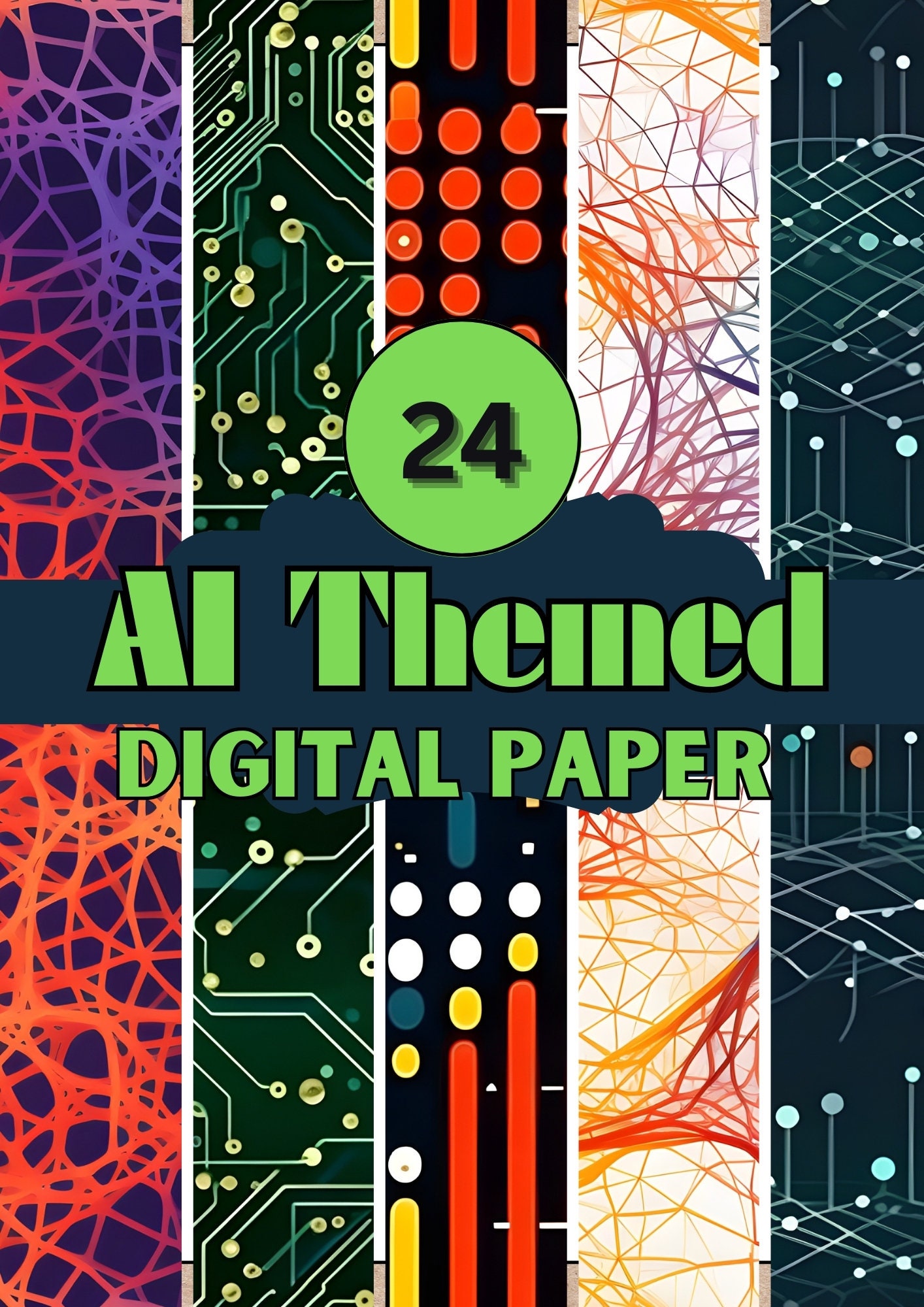 AI Themed Digital Paper COMMERICAL USE Instant Download Technology ...
