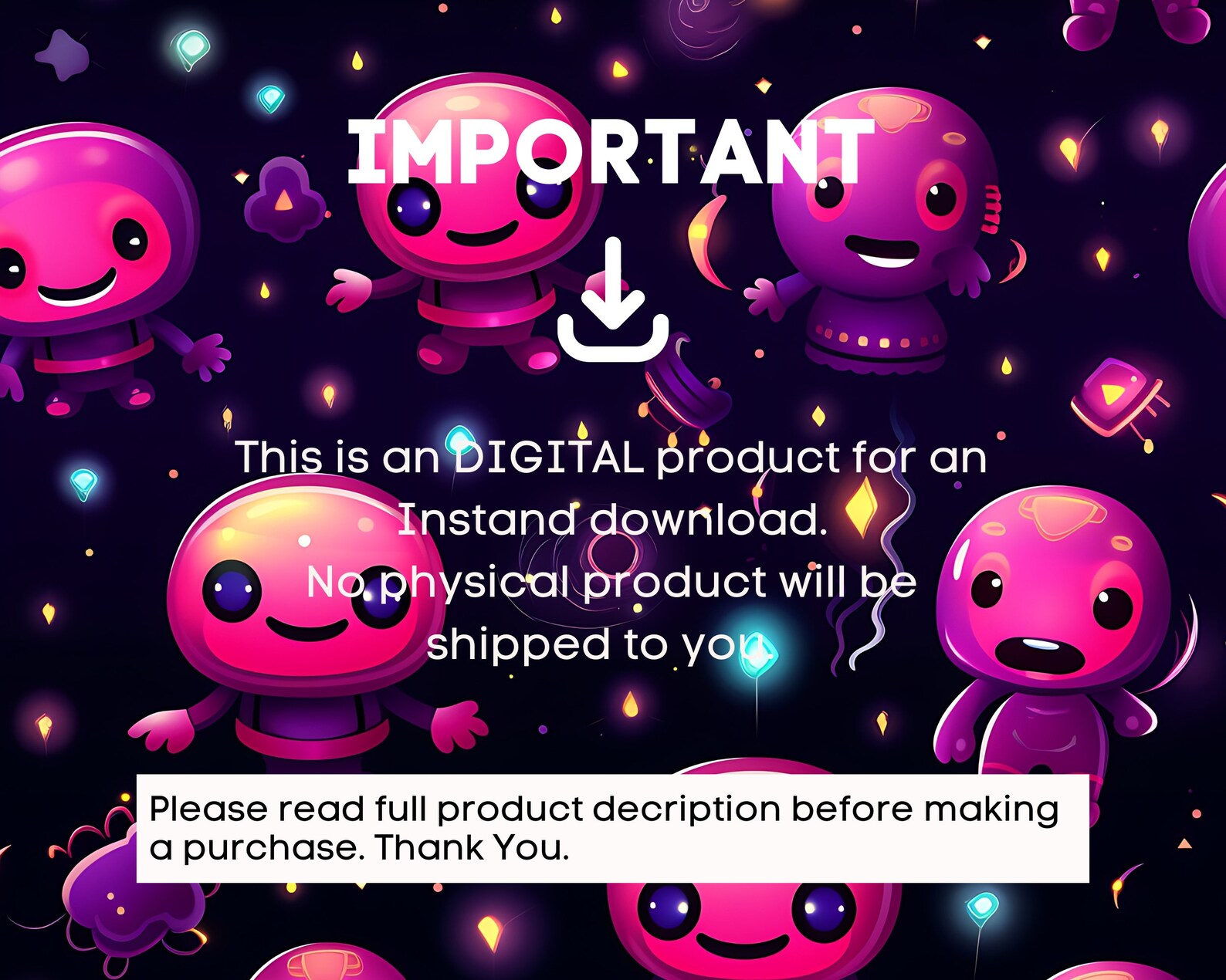 Kawaii Cute Alien Digital Paper COMMERICAL USE 20 PNG Instant Download ...