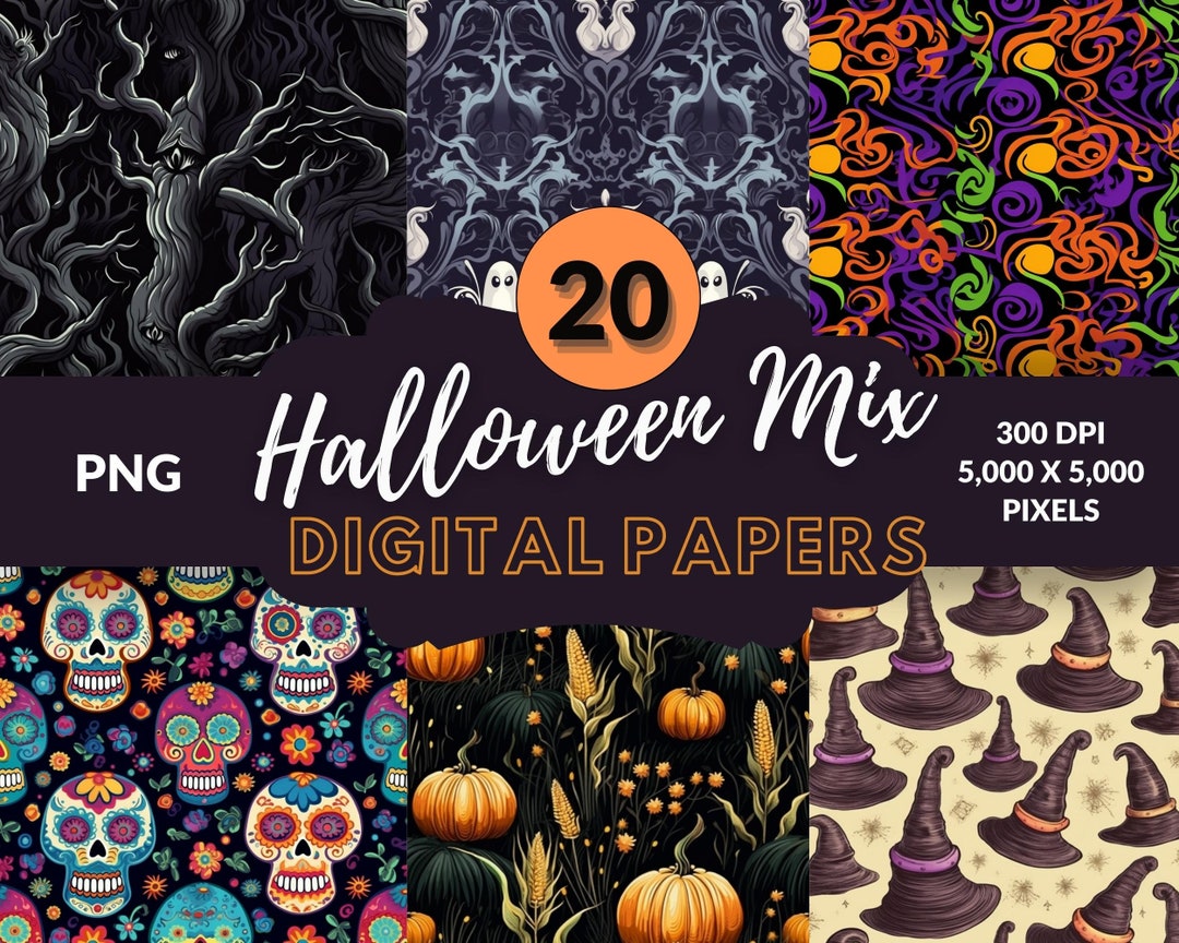 Halloween Mix Digital Paper COMMERICAL US Instant Download Scrapbooking ...