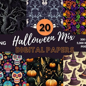 Halloween Mix Digital Paper COMMERICAL US Instant Download Scrapbooking ...