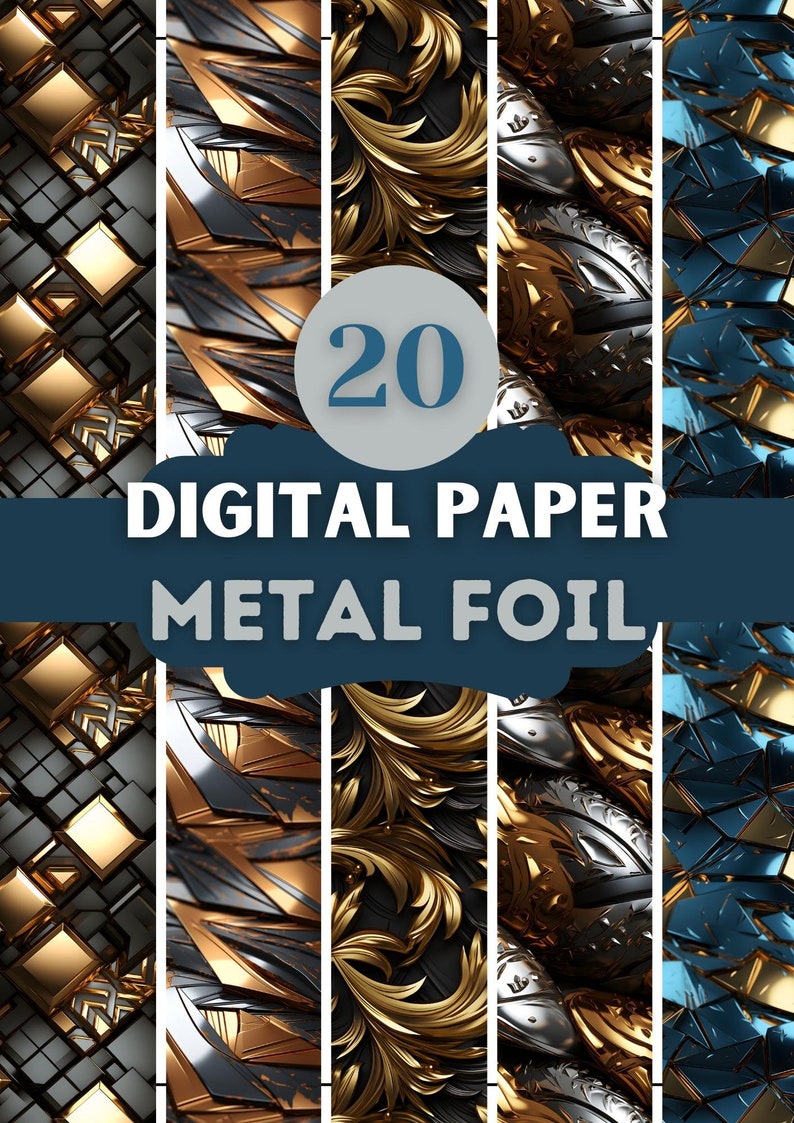 Metal Foil Seamless Digital Paper Patterns COMMERCIAL USE Instant ...