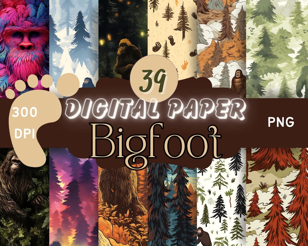 Bigfoot Digital Paper COMMERICAL USE 39 PNG Instant Download Big Foot ...