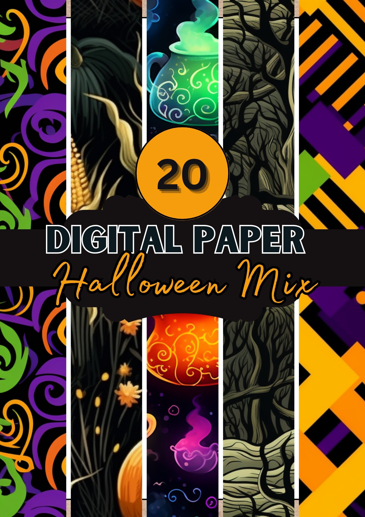 Halloween Mix Digital Paper COMMERICAL US Instant Download Scrapbooking ...