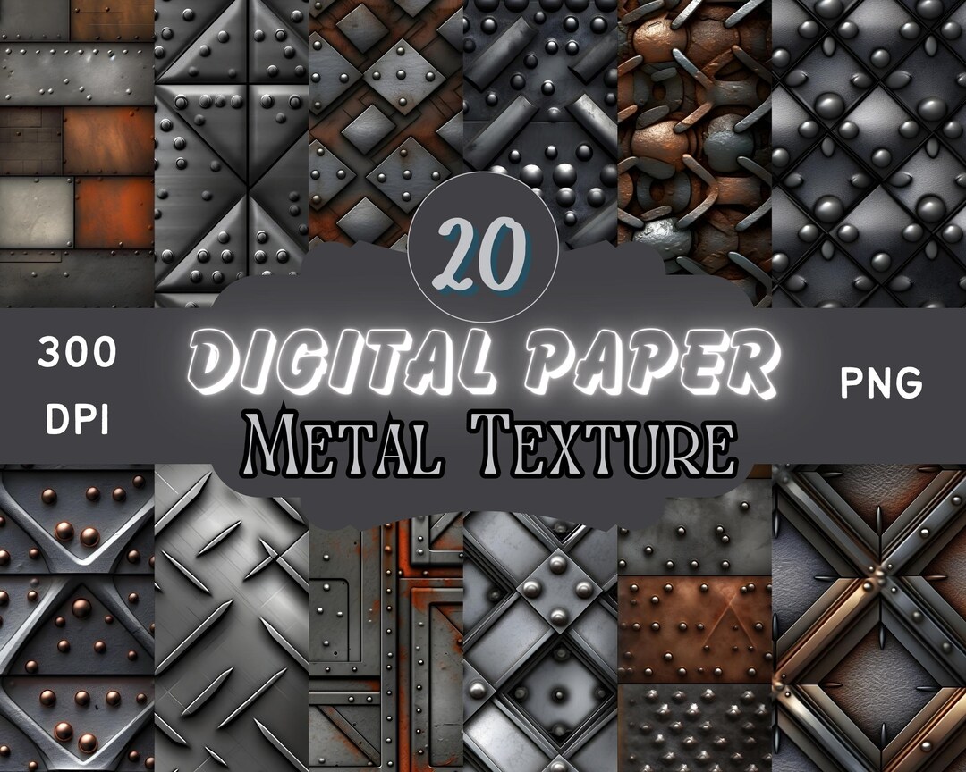 Metal Texture Seamless Digital Paper Patterns COMMERCIAL USE Instant ...