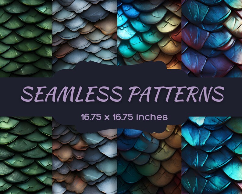 Dragon Scales Seamless Digital Paper Patterns COMMERCIAL USE Instant ...