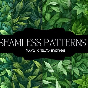 Plant Greenery Seamless Digital Paper Patterns COMMERCIAL USE Instant ...