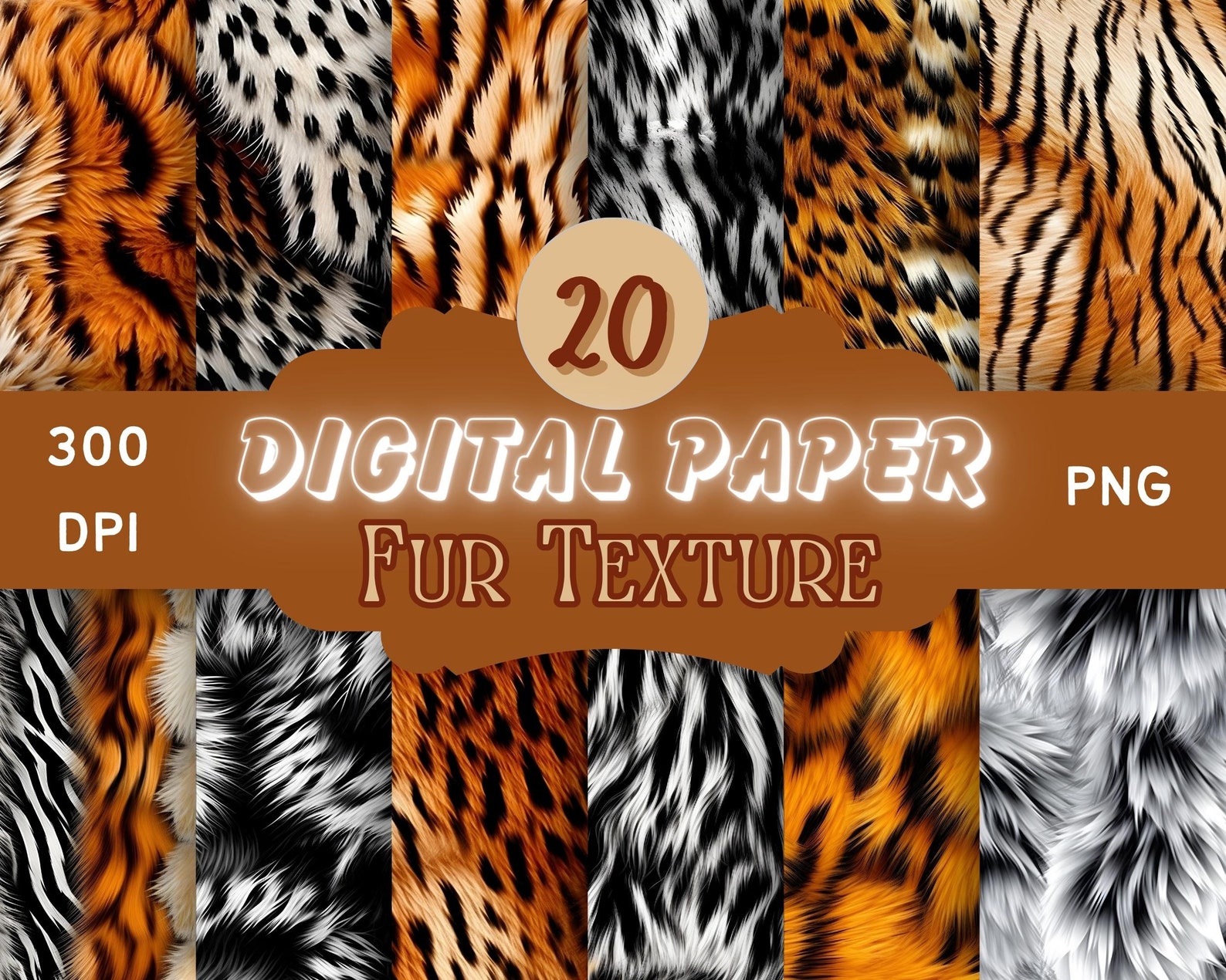Animal Fur Texture Seamless Digital Paper COMMERCIAL USE Digital ...