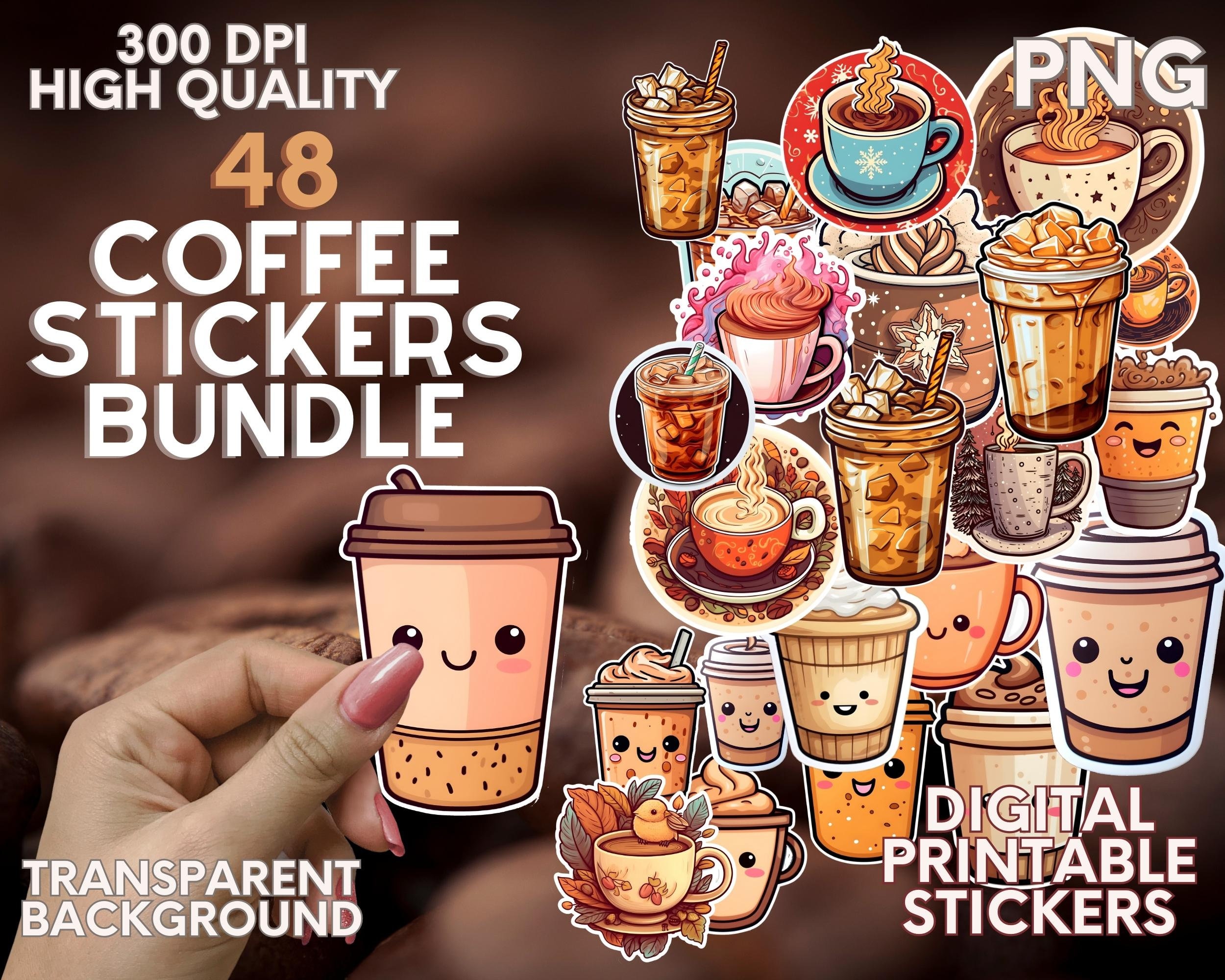 Coffee Sticker Bundle COMMERCIAL USE Instant Download Printable Journal ...