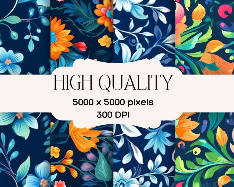 Floral Pattern SEAMLESS DIGITAL PAPERS Set Flower Digital Patterns ...