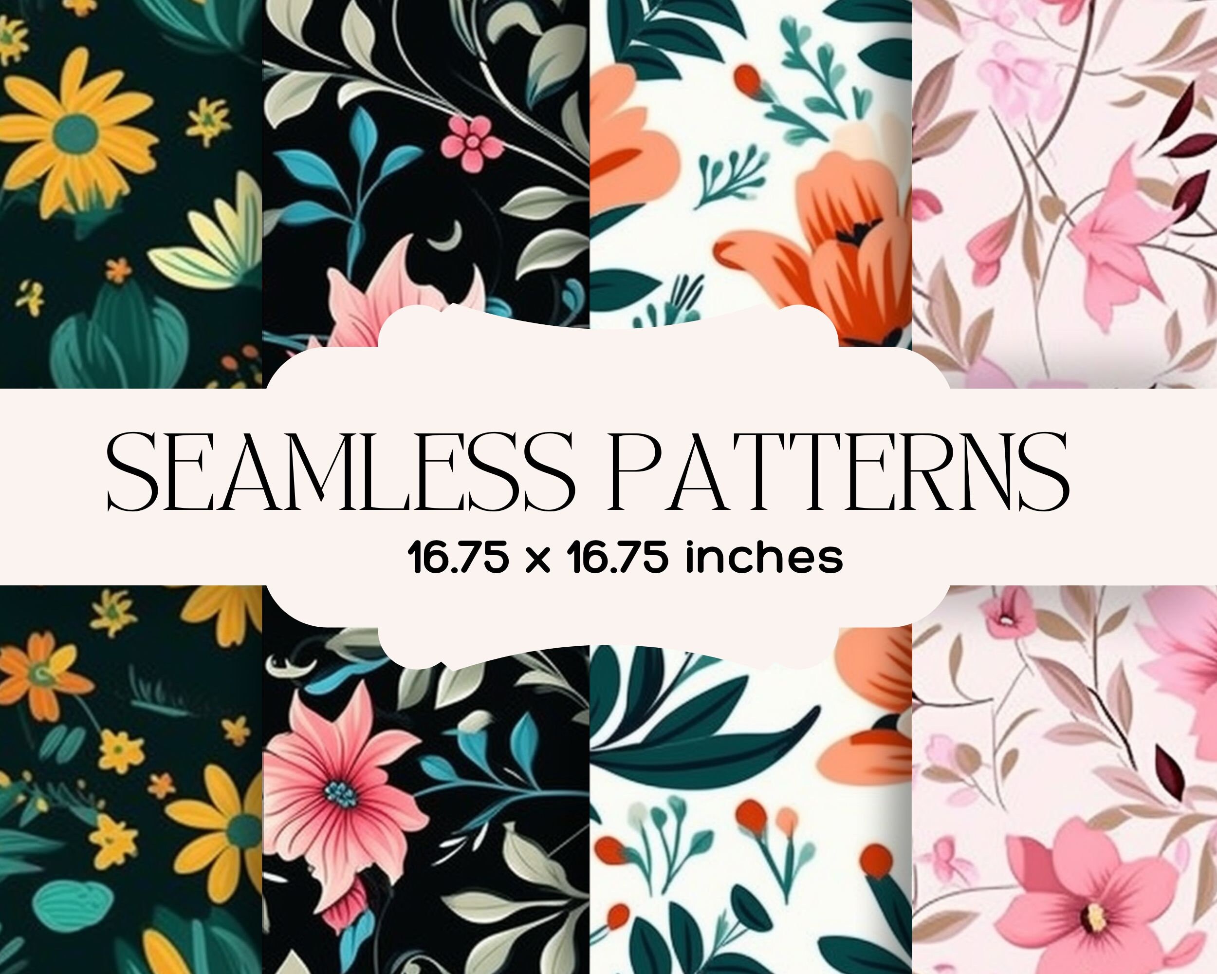 Floral Pattern SEAMLESS DIGITAL PAPERS Set Flower Digital Patterns ...
