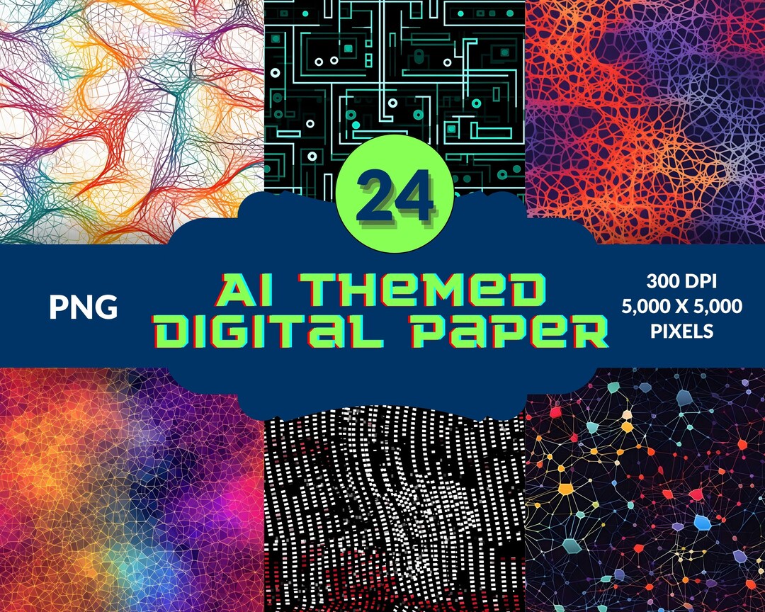 AI Themed Digital Paper COMMERICAL USE Instant Download Technology ...