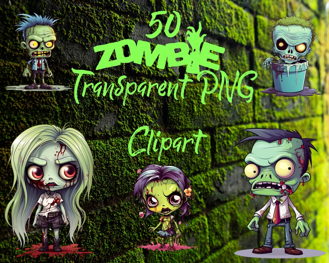 50 Cute Zombie Clipart Bundle COMMERCIAL USE Scrapbook Clipart Zombie ...
