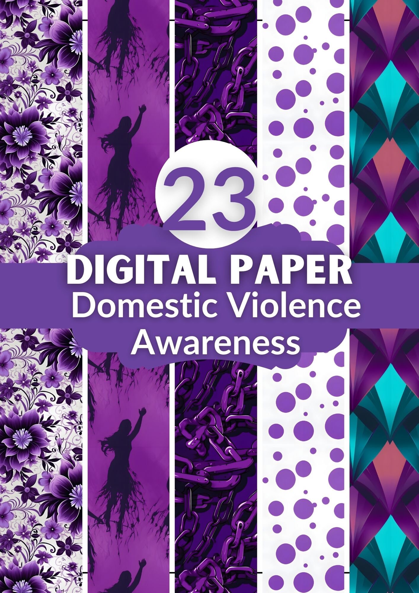Domestic Violence Awareness Seamless Digital Paper Patterns COMMERCIAL ...