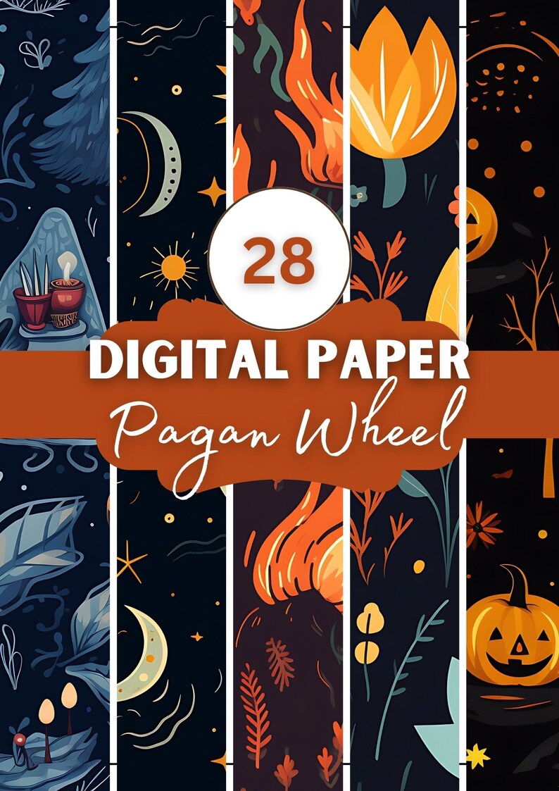 Pagan Wheel of the Year Digital Paper COMMERICAL USE 20 PNG Instant ...