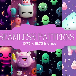 Kawaii Cute Alien Digital Paper COMMERICAL USE 20 PNG Instant Download ...