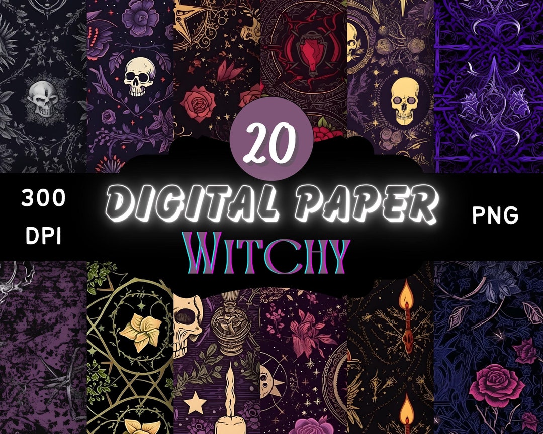 Witchy Digital Papers COMMERICAL USE Seamless Digital Paper Instant ...
