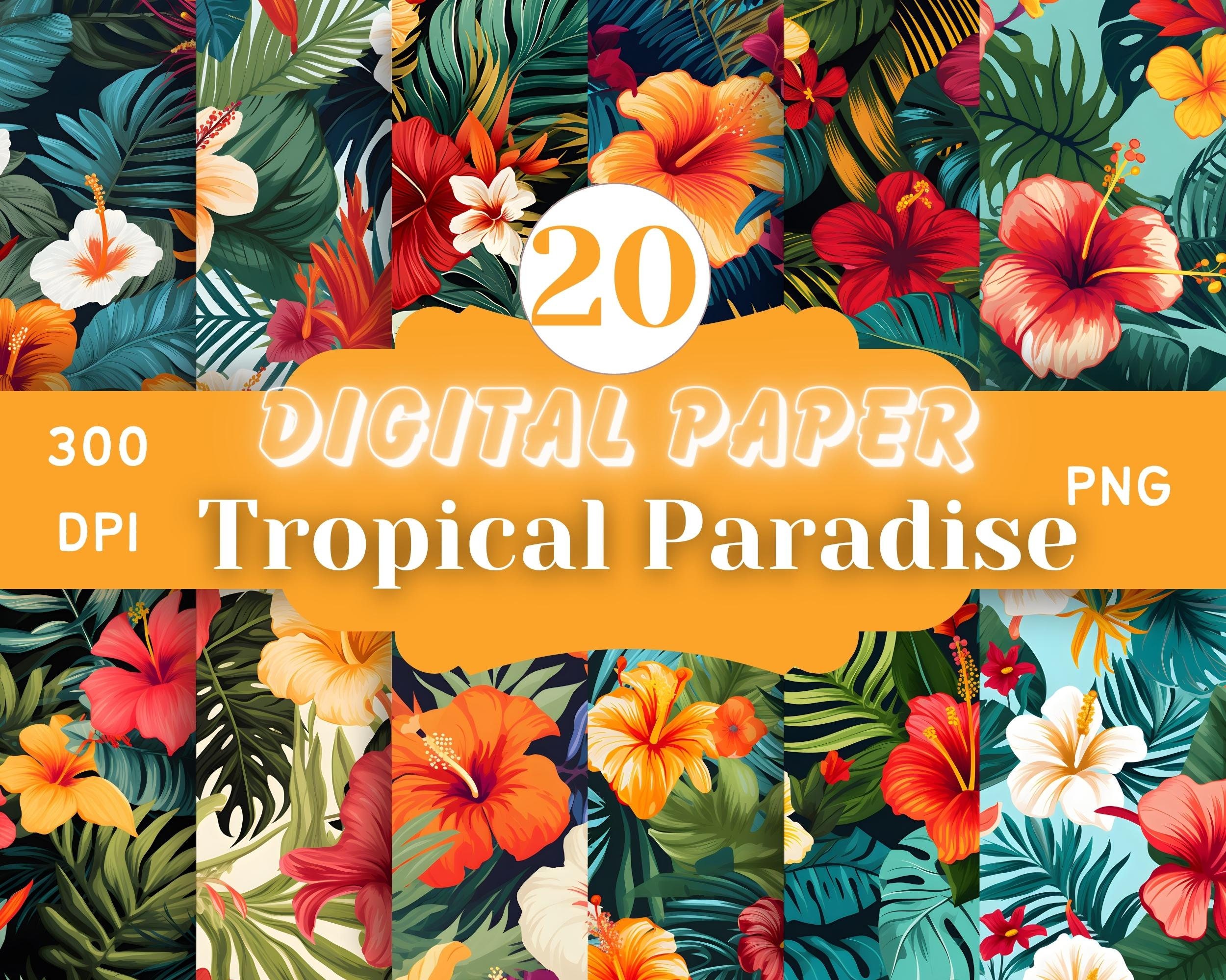 Tropical Paradise Digital Papers COMMERICAL USE Instant Download ...