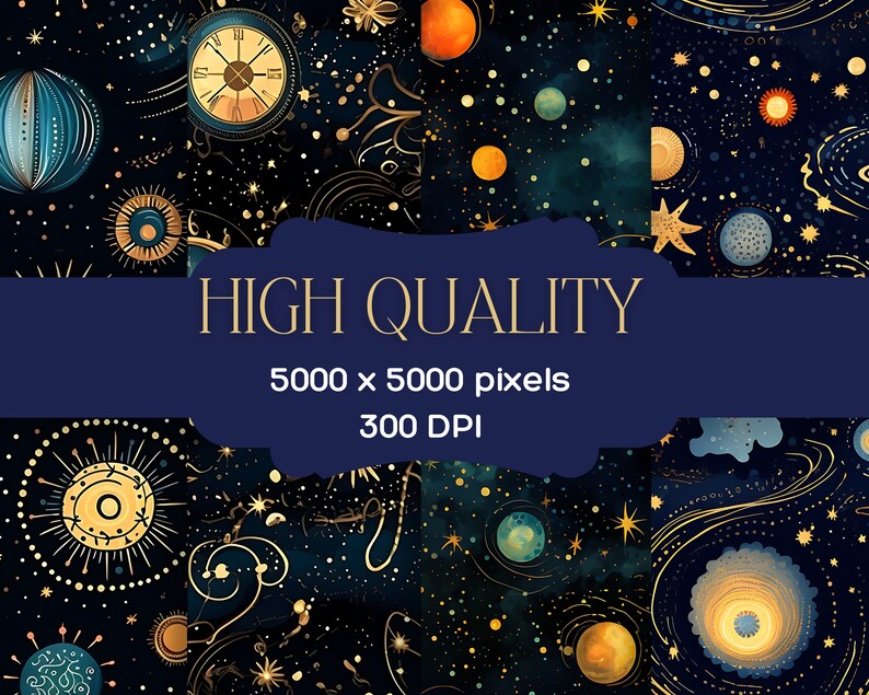 Celestial Digital Paper COMMERICAL USE 20 PNG Instant Download Space ...