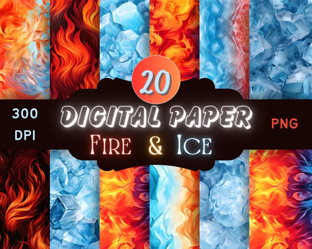 Fire and Ice Seamless Digital Paper COMMERCIAL USE Scrapbook Paper ...