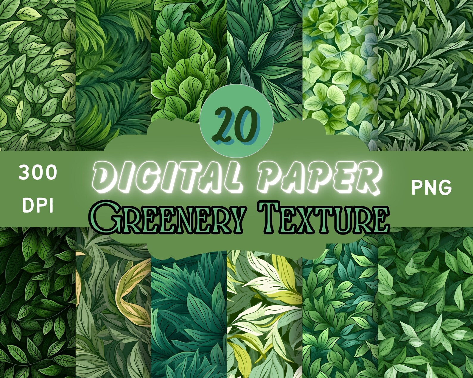 Plant Greenery Seamless Digital Paper Patterns COMMERCIAL USE Instant ...