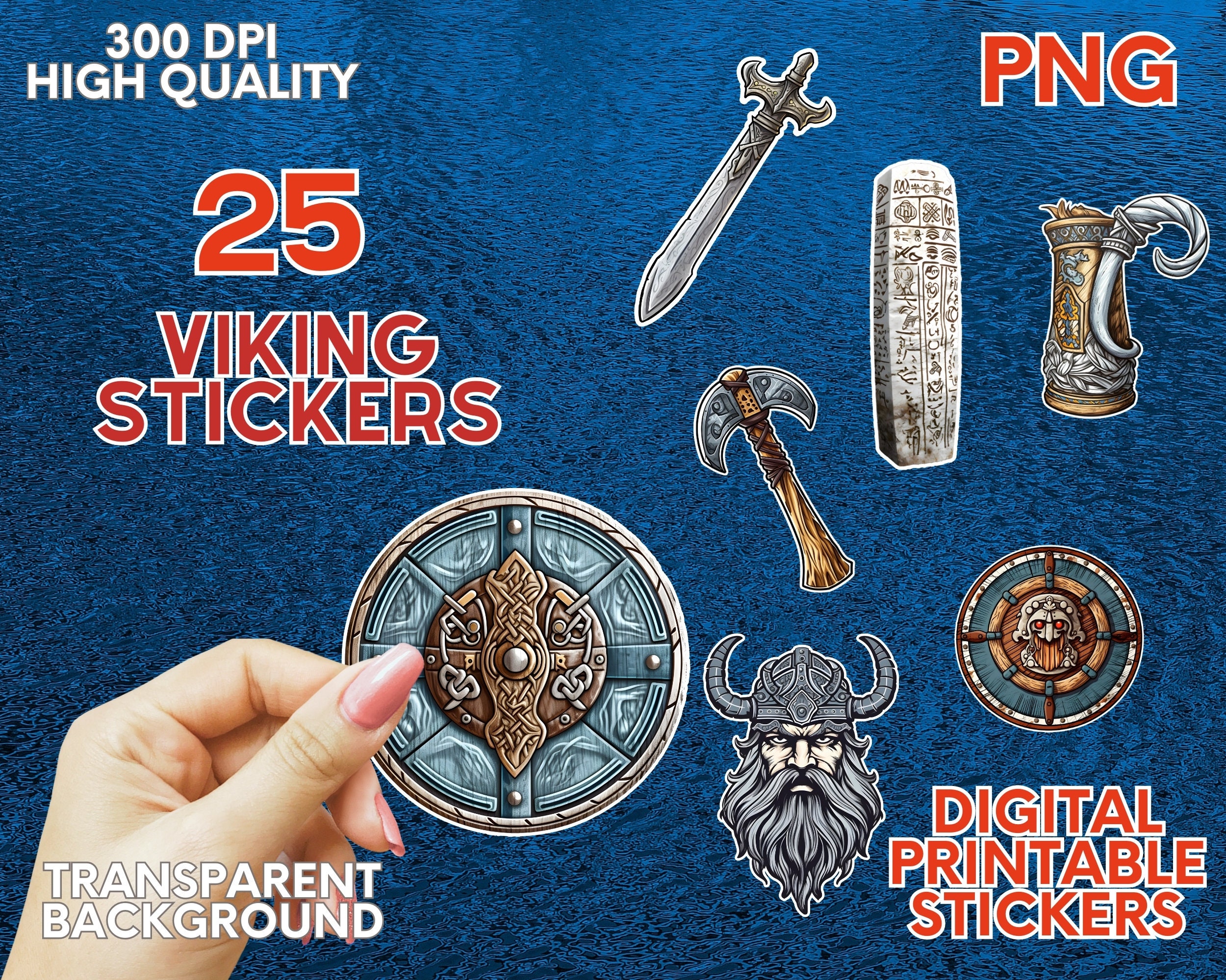 Viking Digital Stickers Printable Instant Download COMMERCIAL USE ...