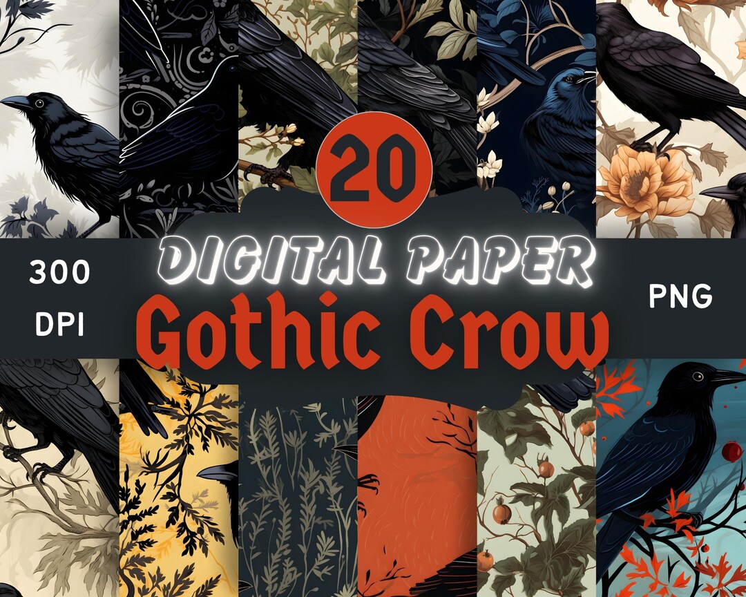 Gothic Crow Seamless Digital Paper Patterns COMMERCIAL USE Instant ...