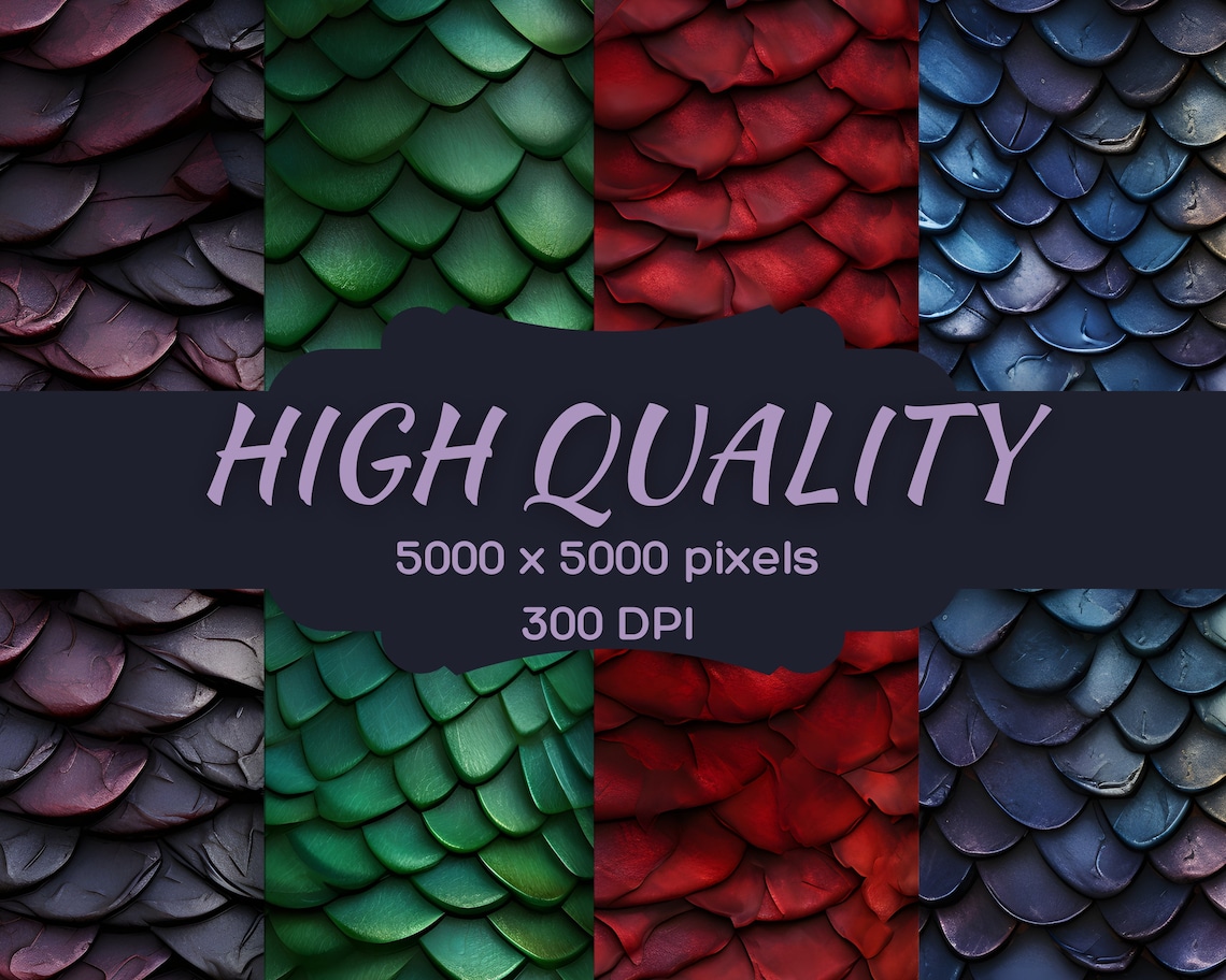 Dragon Scales Seamless Digital Paper Patterns COMMERCIAL USE Instant ...