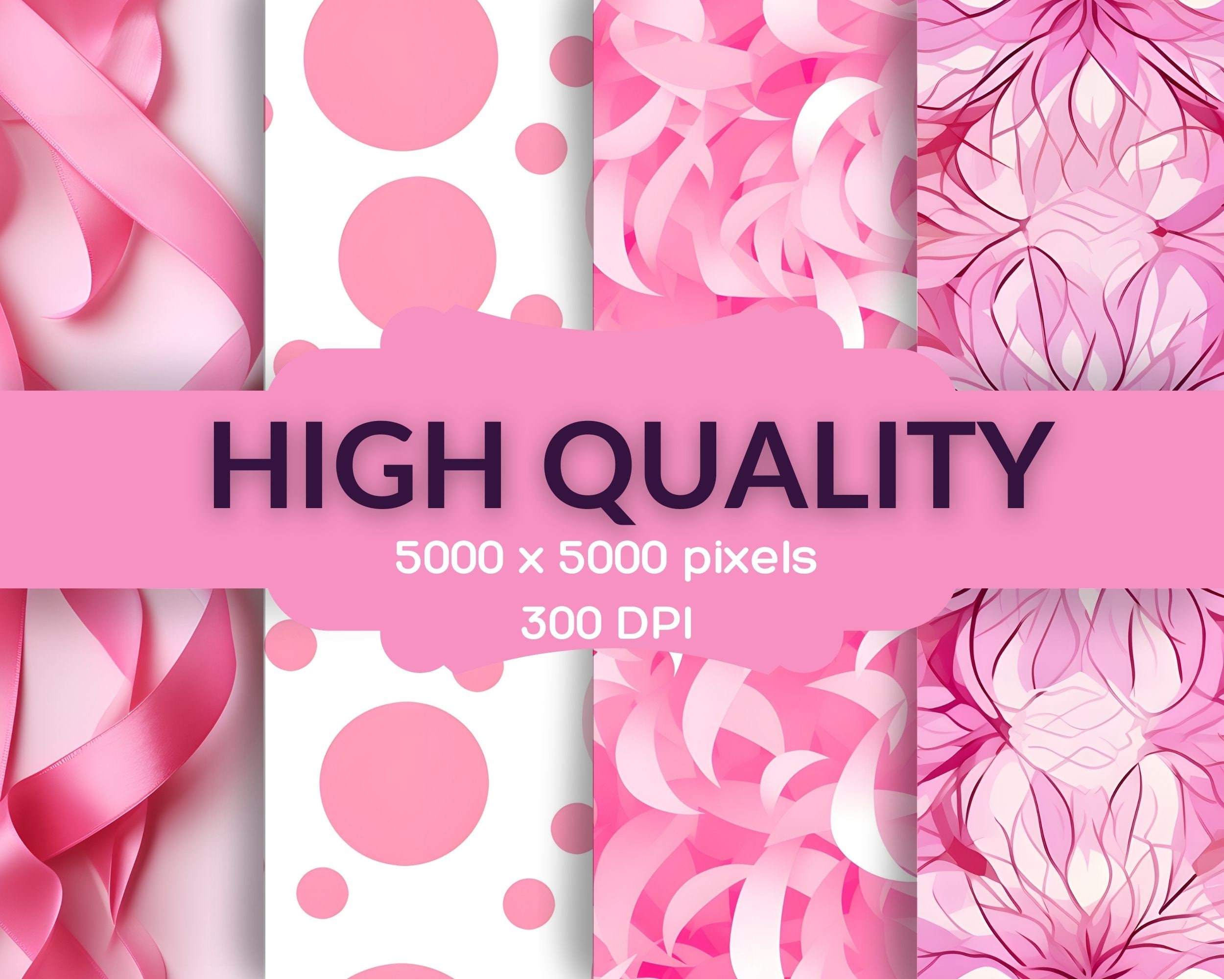 Breast Cancer Awareness Seamless Digital Paper Patterns COMMERCIAL USE ...