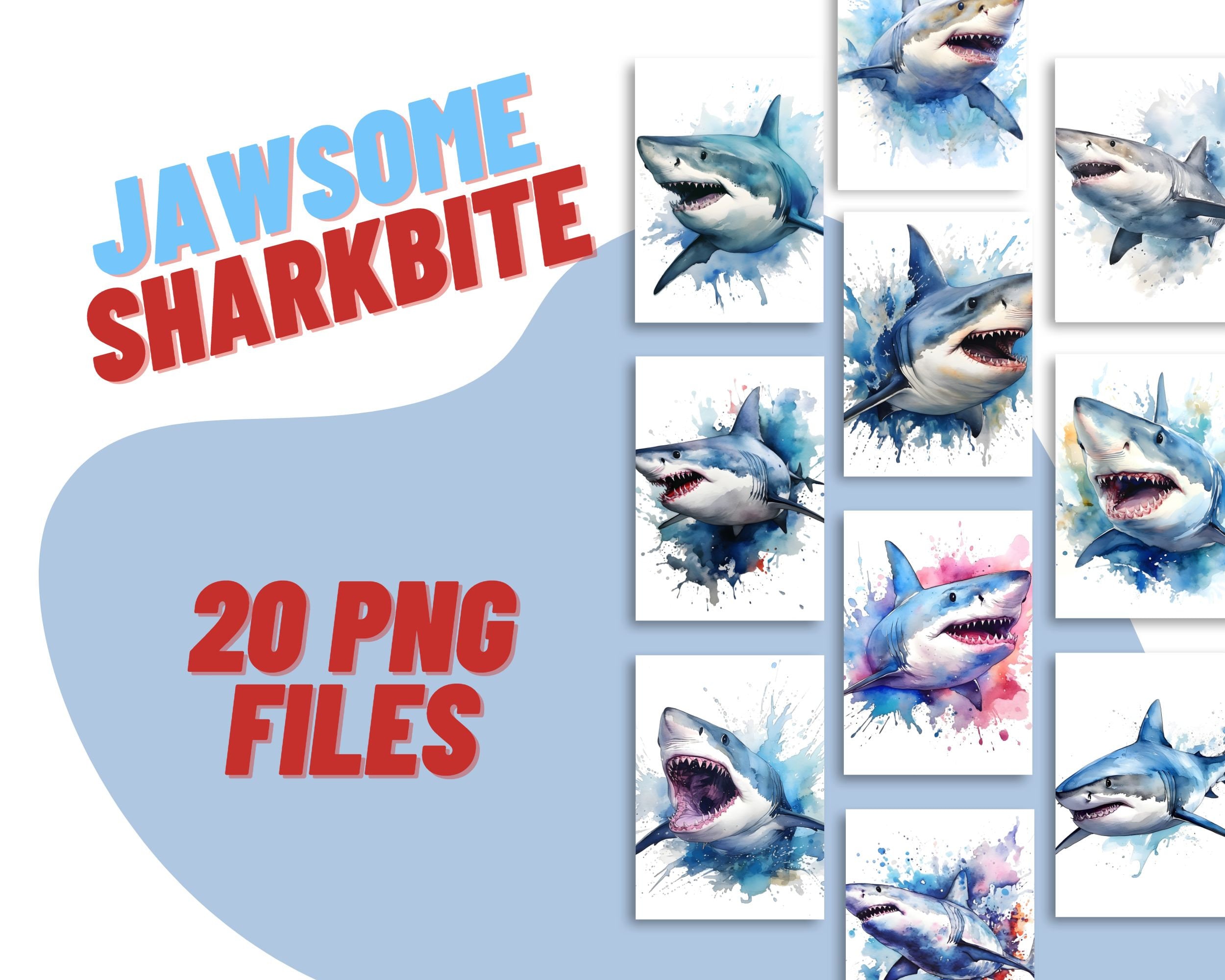 Jawsome Sharkbite Digital Art Shark Wall Art Home Decor INSTANT ...