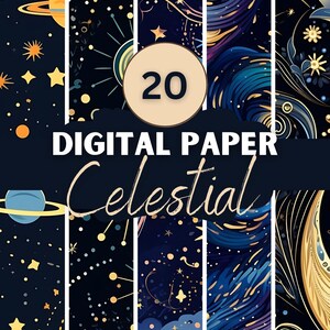 Celestial Digital Paper COMMERICAL USE 20 PNG Instant Download Space ...