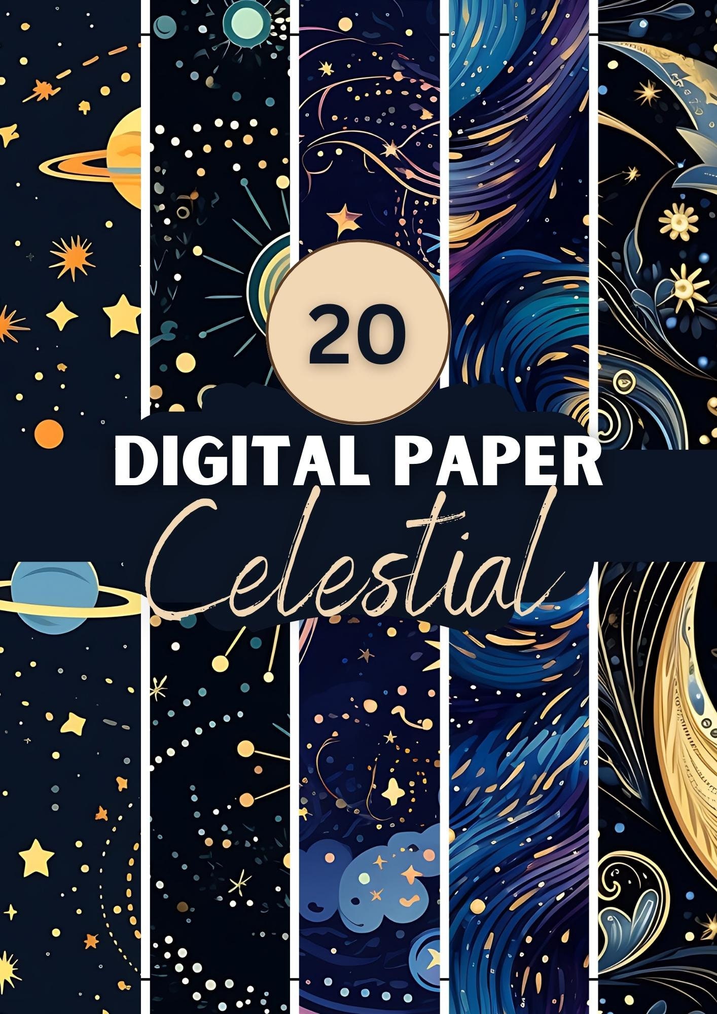 Celestial Digital Paper COMMERICAL USE 20 PNG Instant Download Space ...