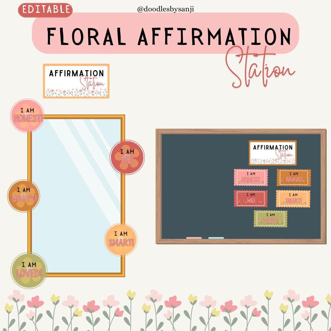 Floral Affirmation Station | Classroom | Editable - Etsy