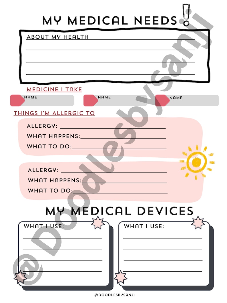 All About Me- Medical Passport, Autism, ADHD, ASD, SEN - Etsy
