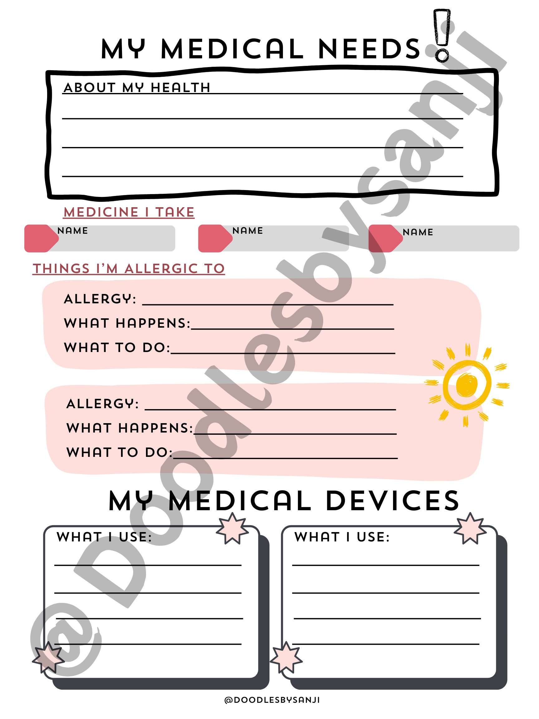 All About Me- Medical Passport, Autism, ADHD, ASD, SEN - Etsy