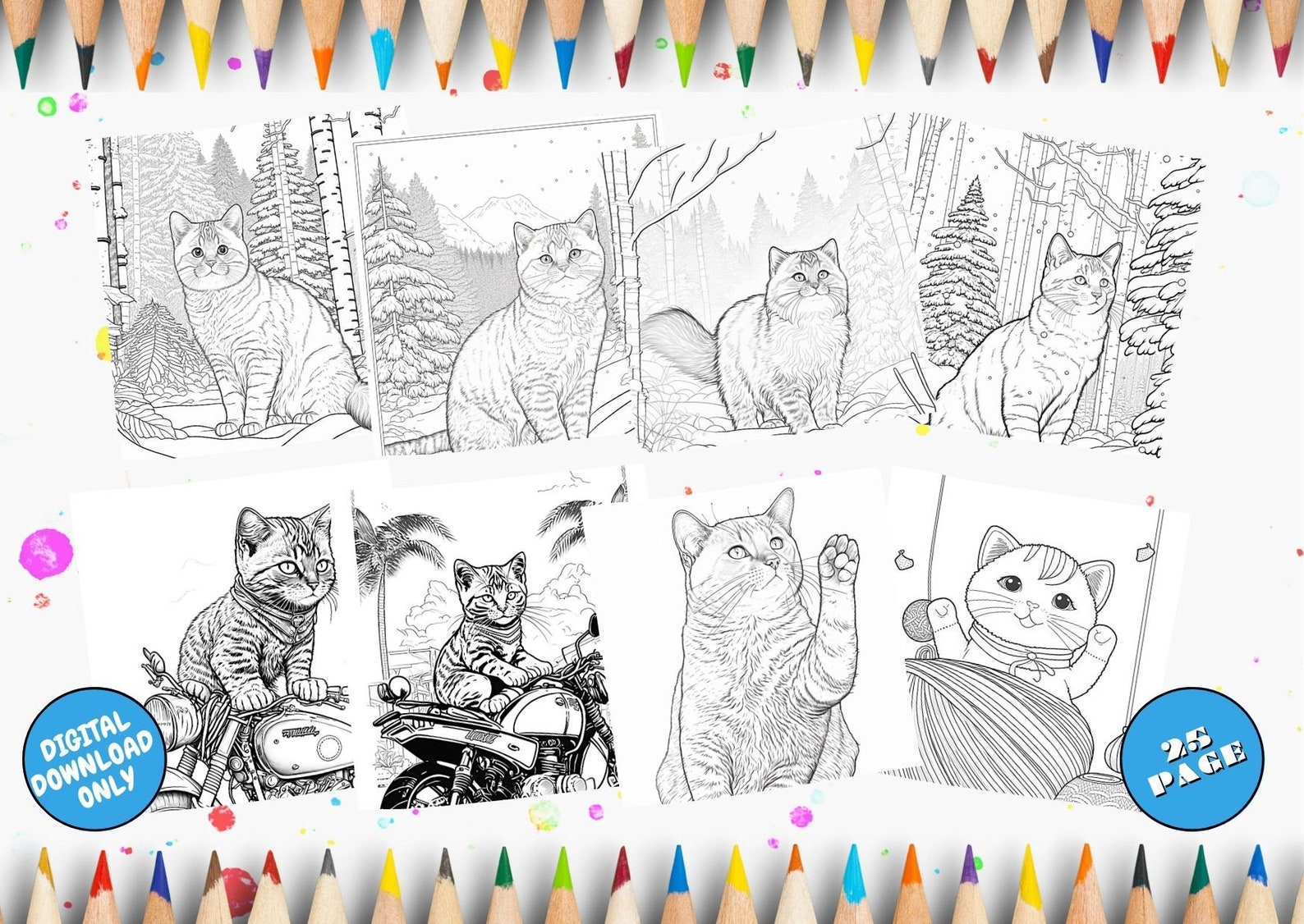 Cat Coloring Pages, Cat Coloring Pages for Kids, Cat Printable, Cat ...
