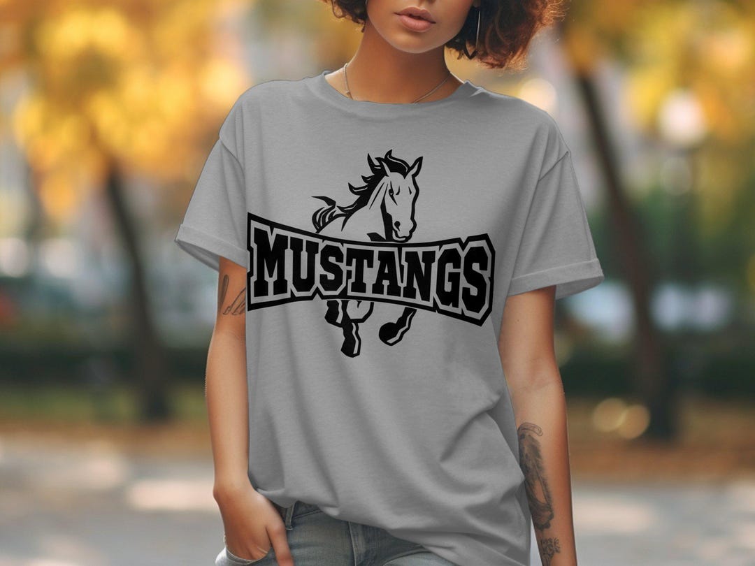Mustangs School Spirit Football Shirt Design Custom Team Jersey Graphic ...