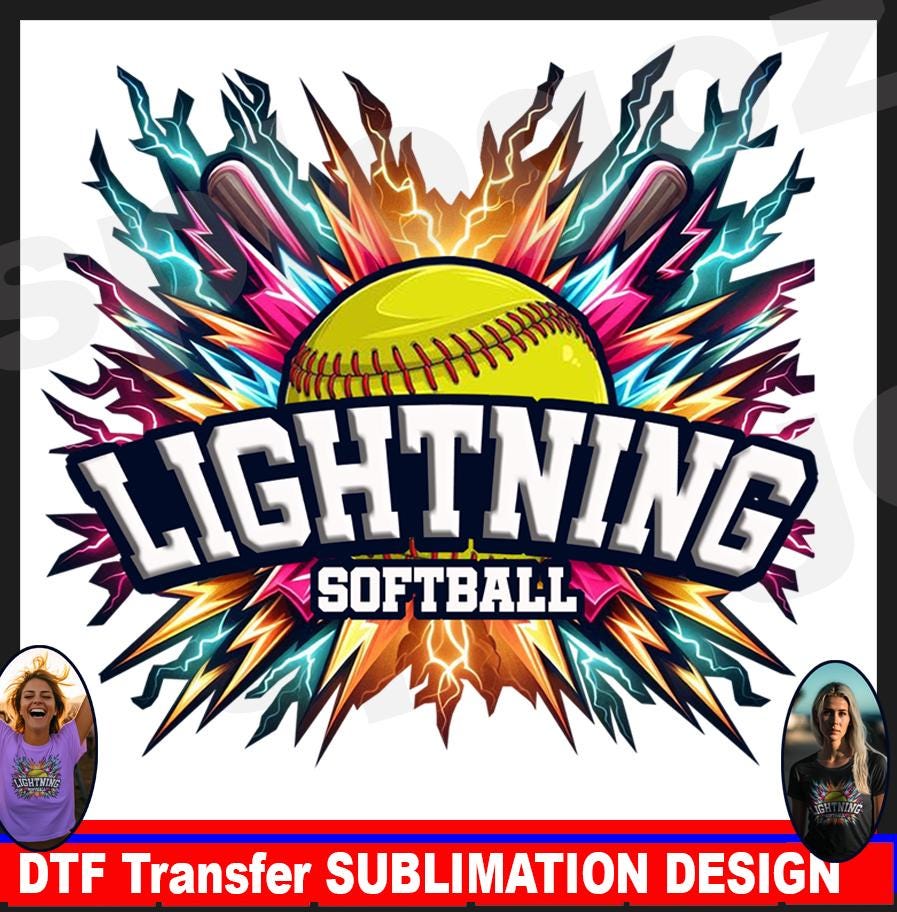 Lightning Softball Png, Lightning Custom Softball Logo, Sublimation Png ...