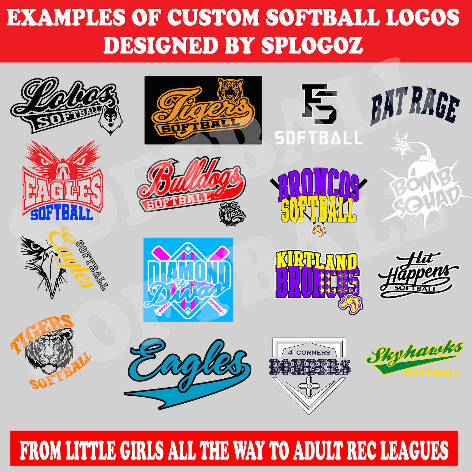 Personalized Softball Custom Logo Design Logo Design for Sports Custom ...