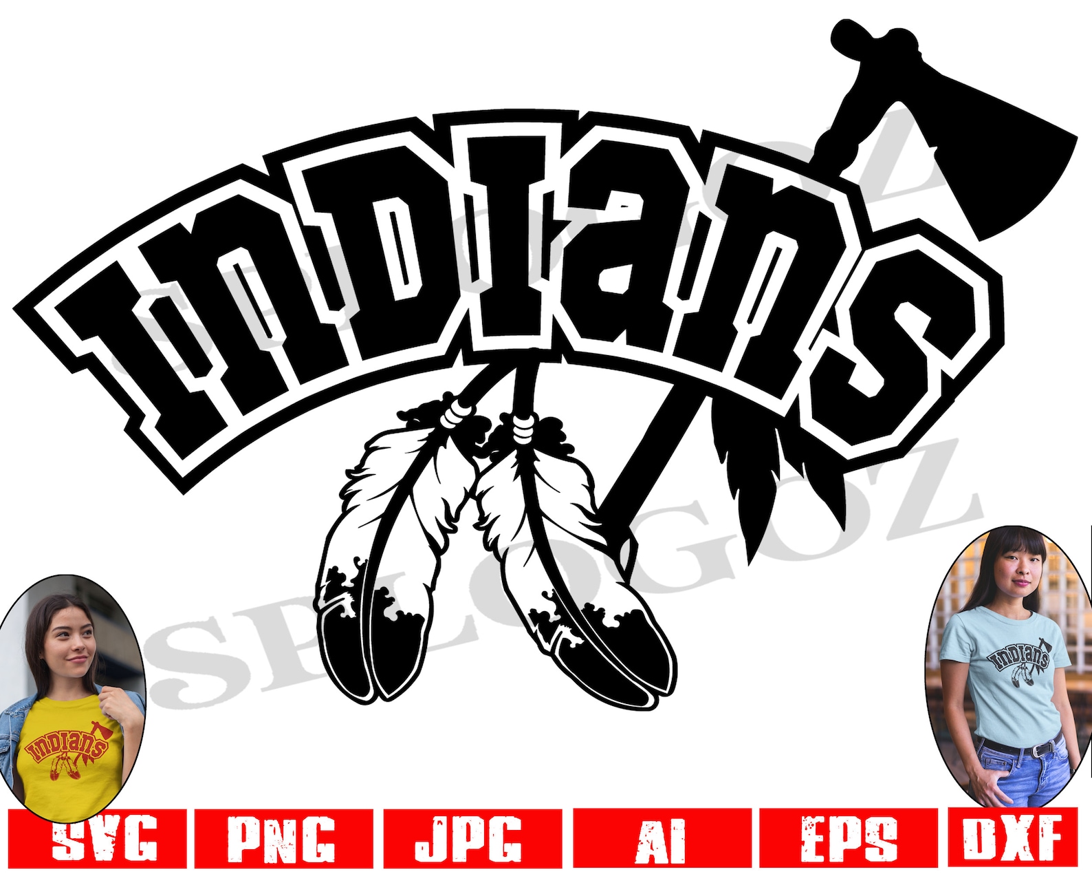 Indians Svg for Cricut Crafts Indian Mascot PNG for Shirts Feather SVG ...