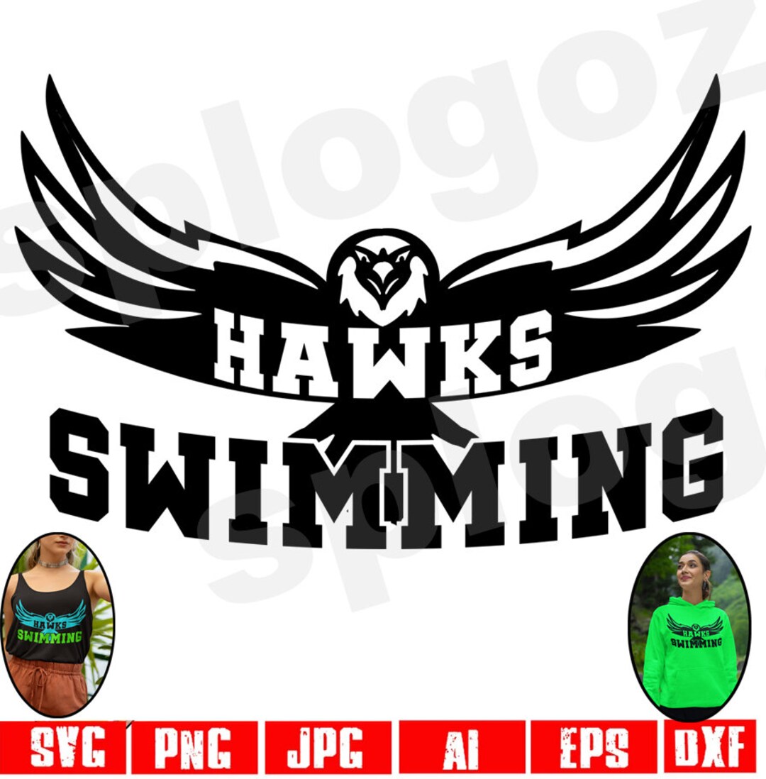 Hawks Swimming Svg Hawk Swimming Png Hawks Svg Hawk Png Hawks Mascot ...
